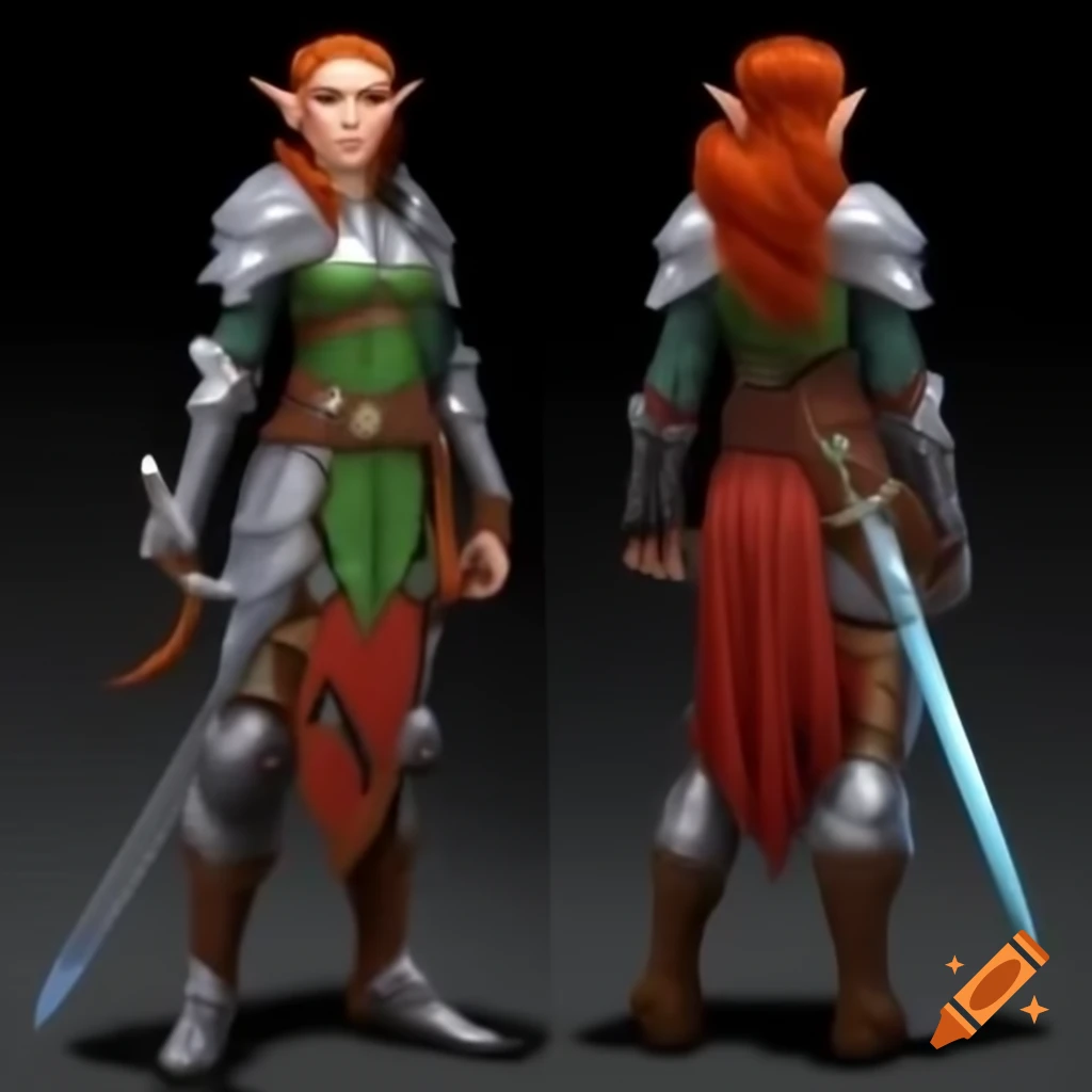 Young adult Dwelf character with red hair and green eyes, a sorcerer ...