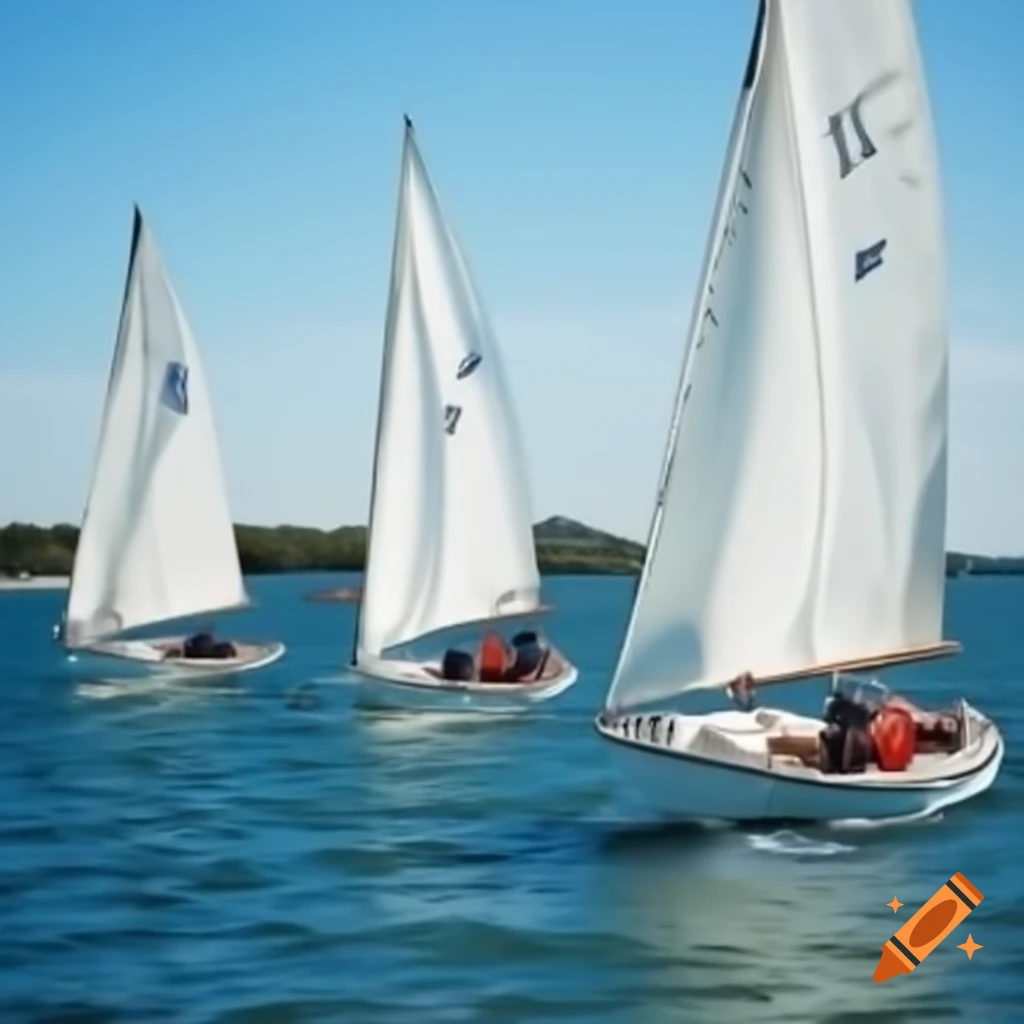 Three row boats competing closely in a race on Craiyon