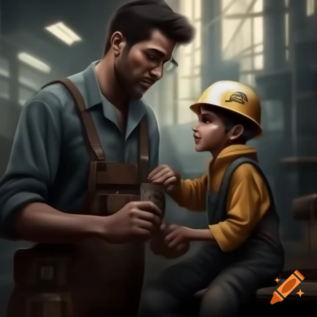 Father's Day poster featuring industrial worker father with Iranian ...