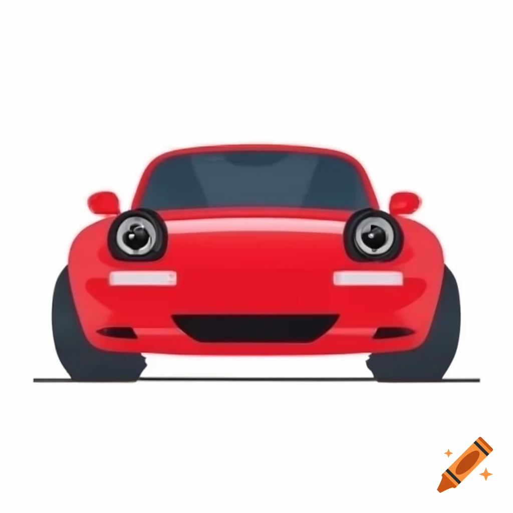 Front view of first generation red Mazda Miata with pop-up headlights ...