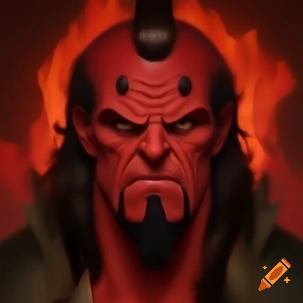 Stylized portrait blending Hellboy and Governor Gavin Newsom with ...