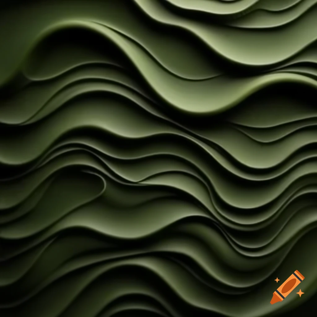 Abstract movement of forest and olive green smooth waves on Craiyon