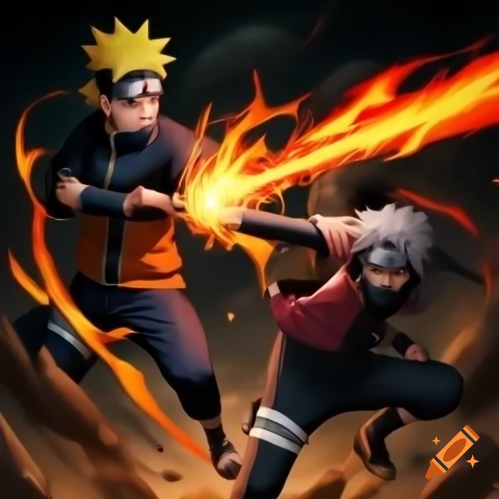 Naruto and Sasuke engaged in battle with fire and thunder in the ...