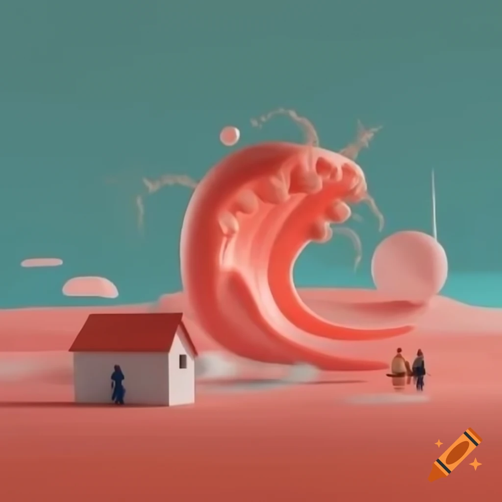 Surrealist minimal scene with strange forms and anomalies on Craiyon