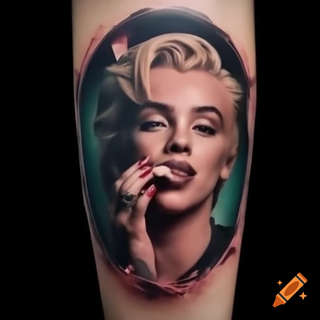 Fusion tattoo design featuring marilyn monroe, billie eilish, and kim ...