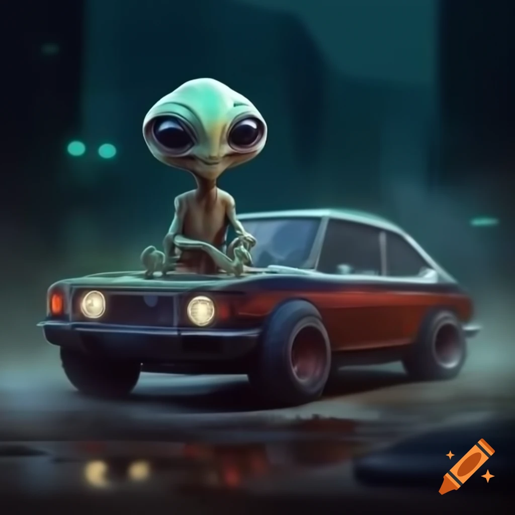 Stylish alien car design artwork on Craiyon