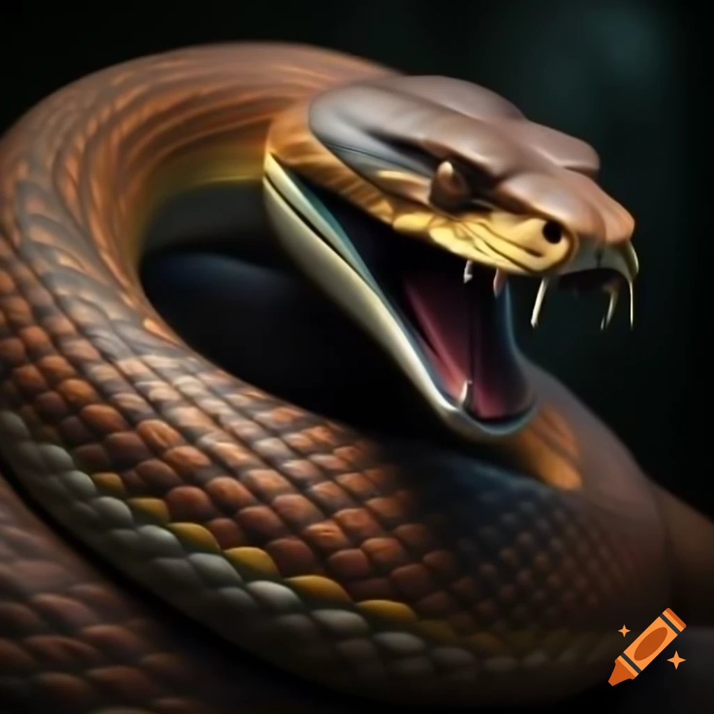 Hyper-realistic 3D rendering of large MAMBA snake with detailed ...
