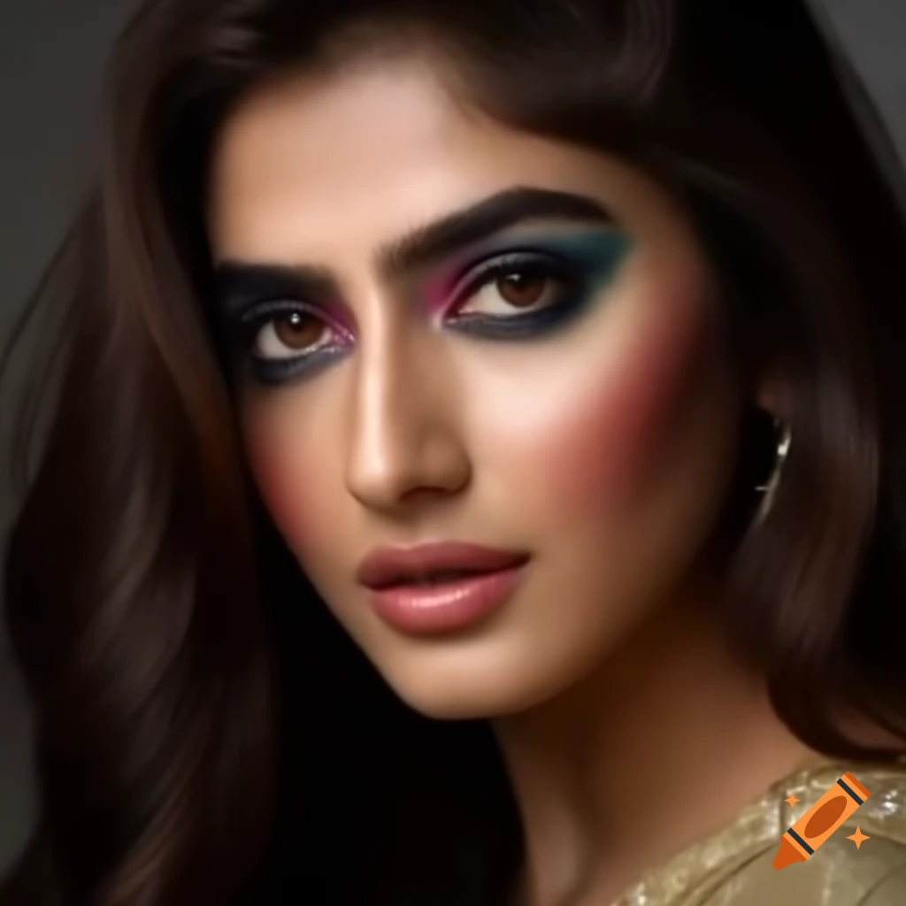 Fair-skinned Pakistani woman with dark brown hair styled as a hijabi ...