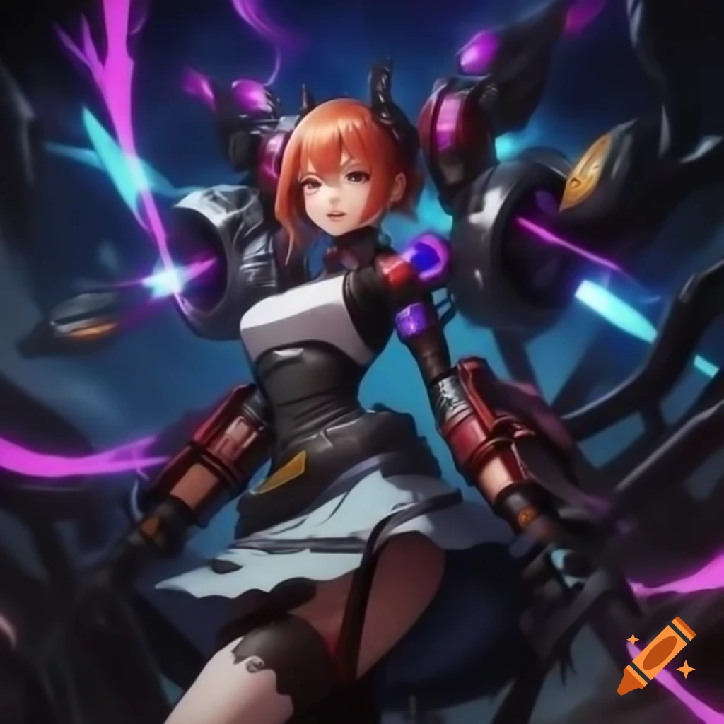Futuristic anime character with mechanical arms and scorpion-knife tail ...