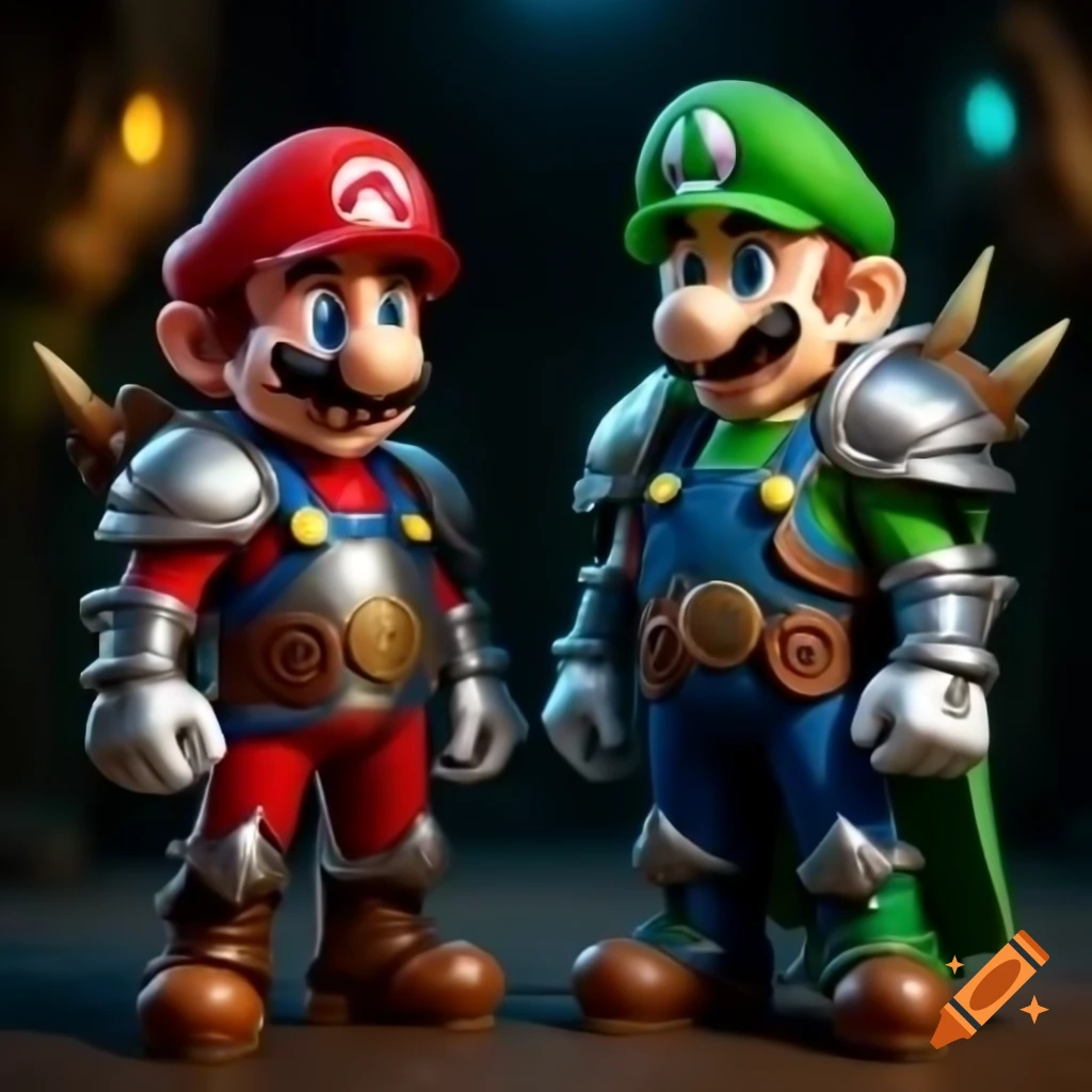 Mario and Luigi in Abyssal Armor from Darksiders on Craiyon