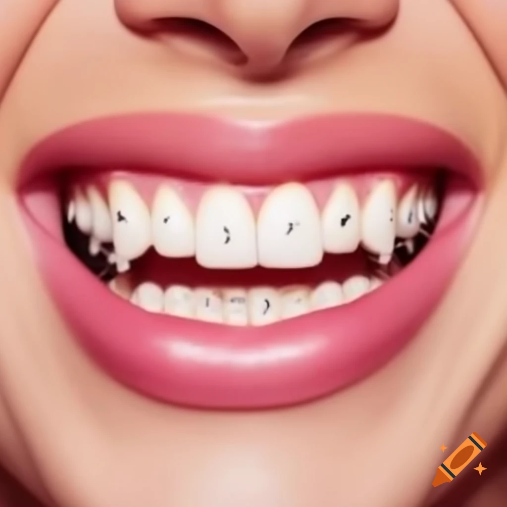 Bright pearly teeth showcasing dental health on Craiyon