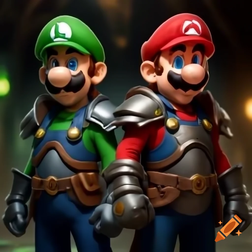 Mario and luigi in abyssal armor from darksiders on Craiyon