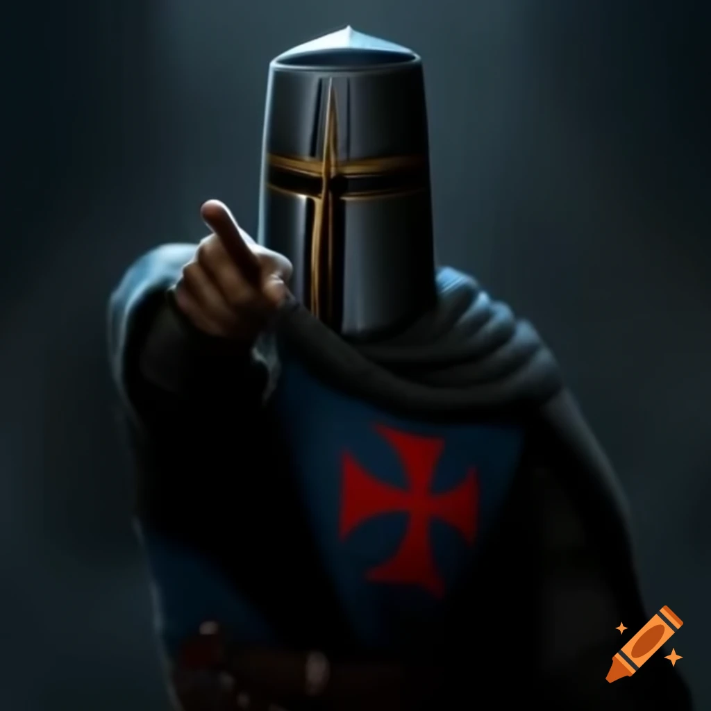 Crusader pointing at viewer resembling iconic Uncle Sam pose on Craiyon