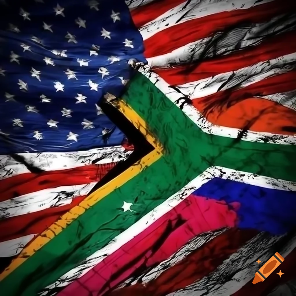 Artwork blending American and South African flags as a symbol of unity ...