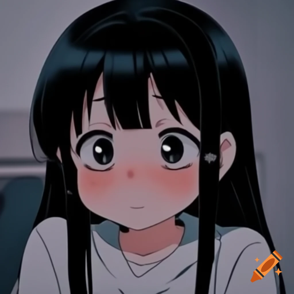 Chubby cute anime girl with dark eyebags and bleak skin on Craiyon
