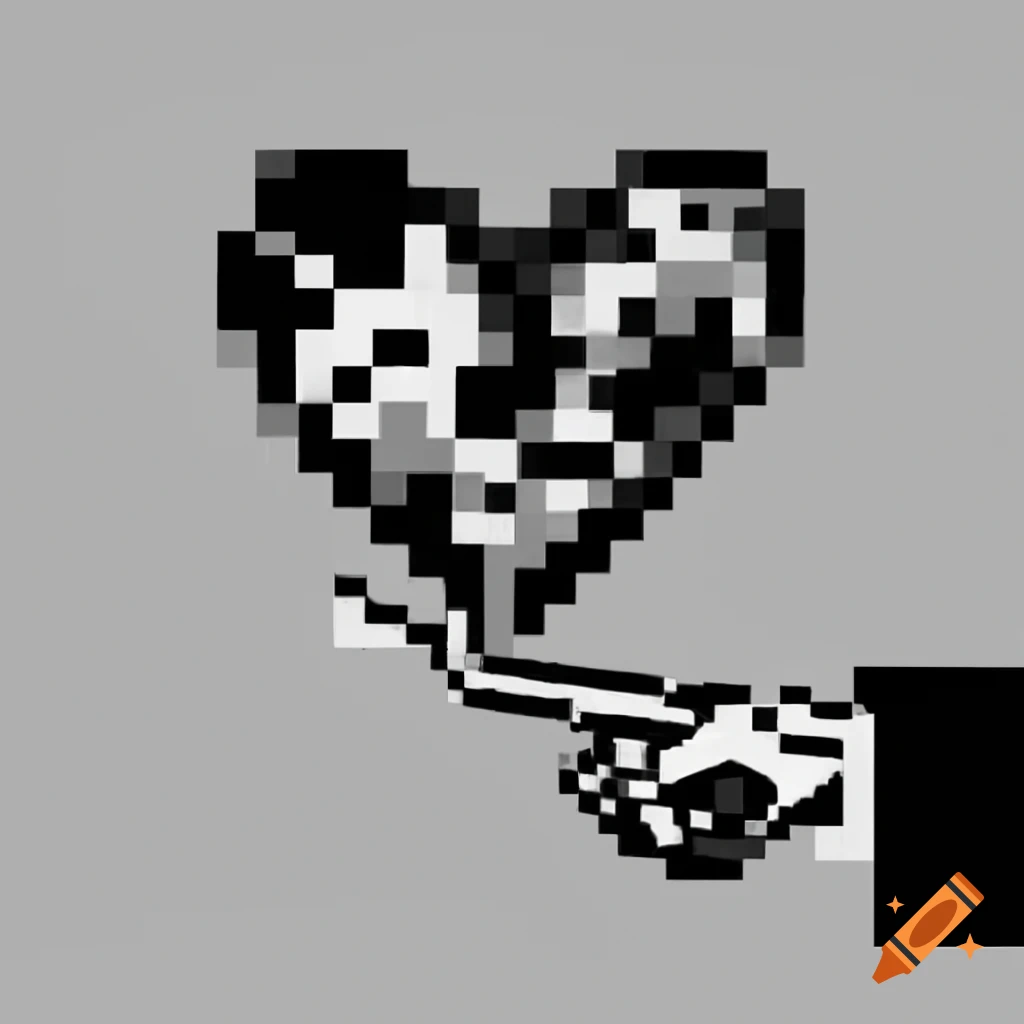 Pixelated silhouette of heart squeezed by hand in picasso style, black ...