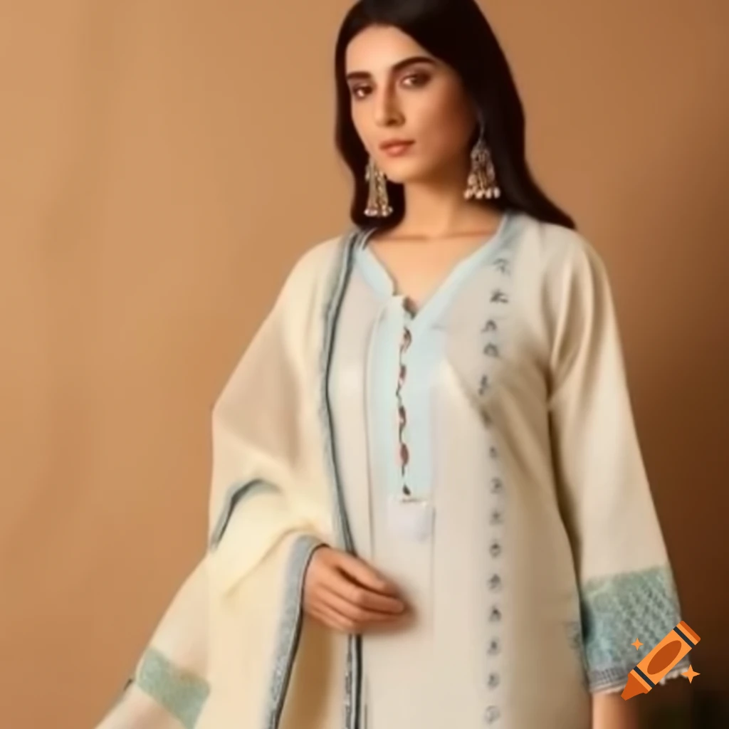 Beautiful embroidery design on Pakistani cotton suit on Craiyon