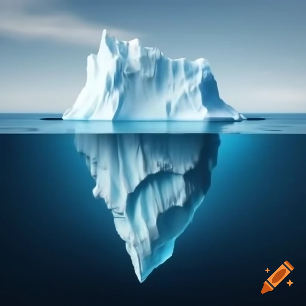 Ai-generated iceberg model illustrating knowledge in companies on Craiyon