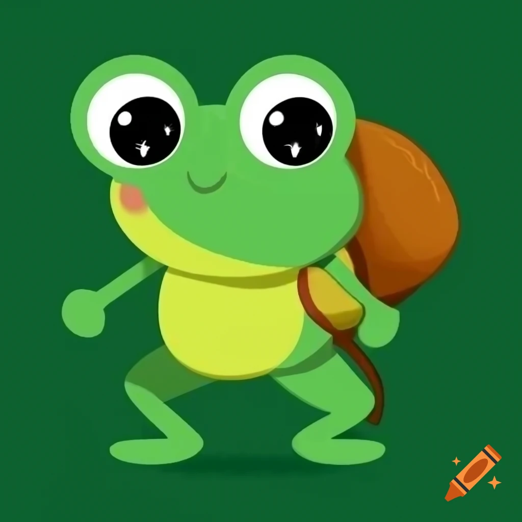 Whimsical cartoon frog character ready for adventure, royalty-free ...