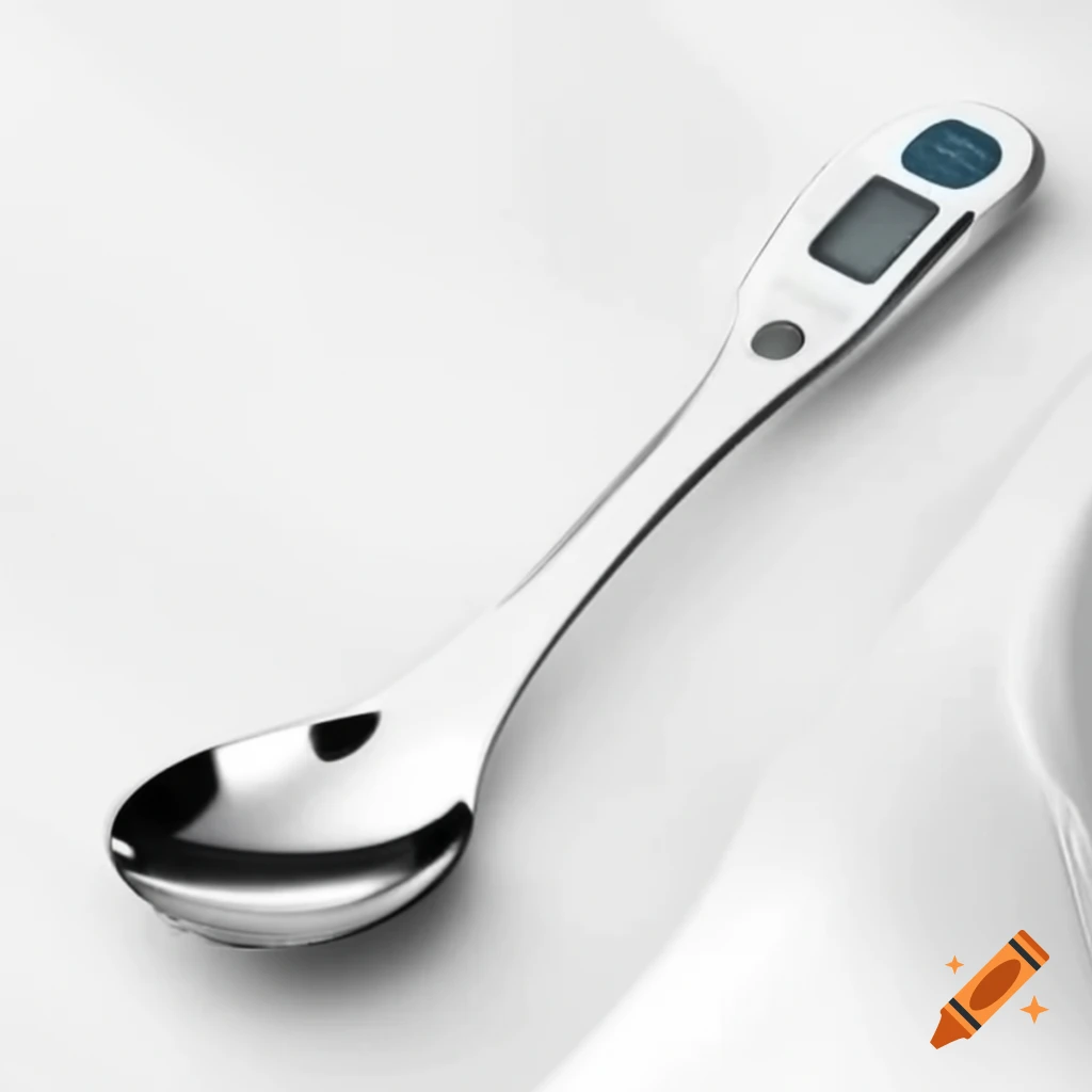 Kitchen spoon featuring integrated thermometer and LCD display on Craiyon