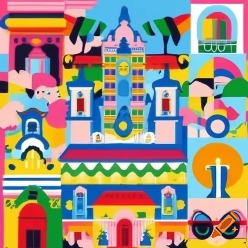 Vibrant pop art design of iconic tourist sites in medellín, colombia on ...
