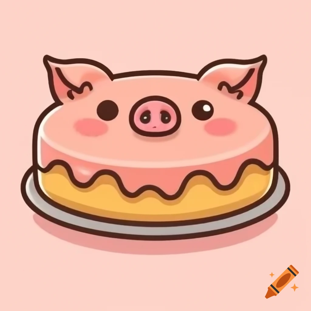 Cute pig-faced flan dessert in kawaii style on Craiyon
