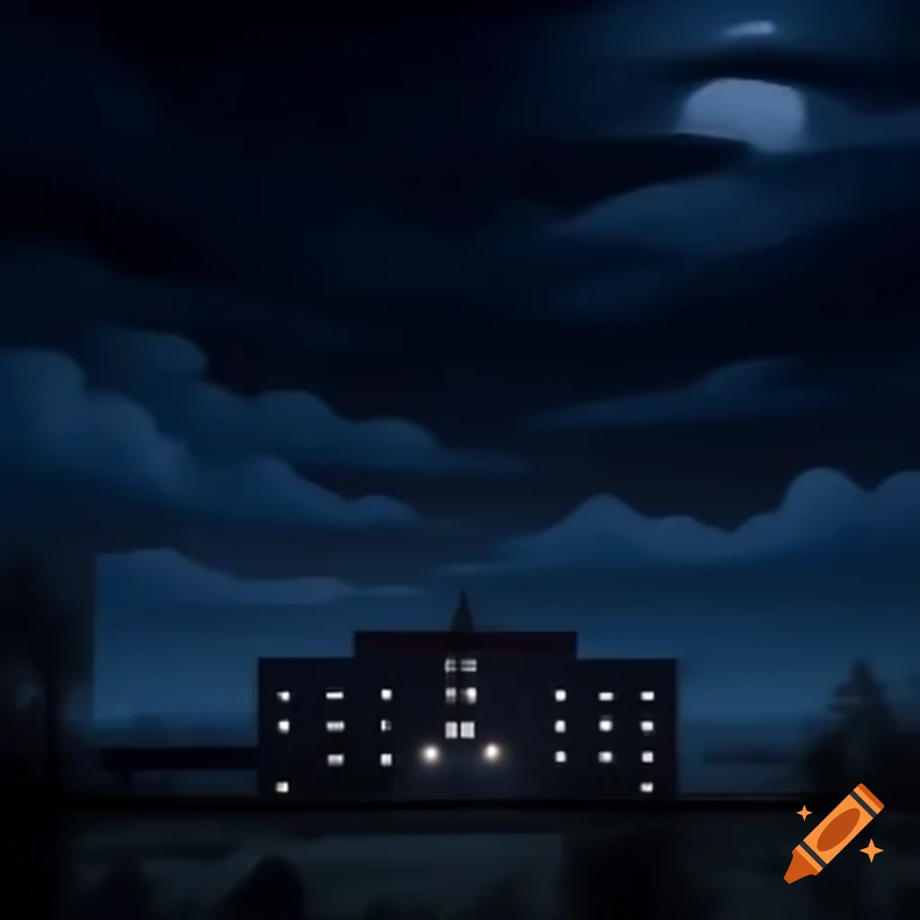 80s comic style hospital depicted at night with a starry sky on Craiyon