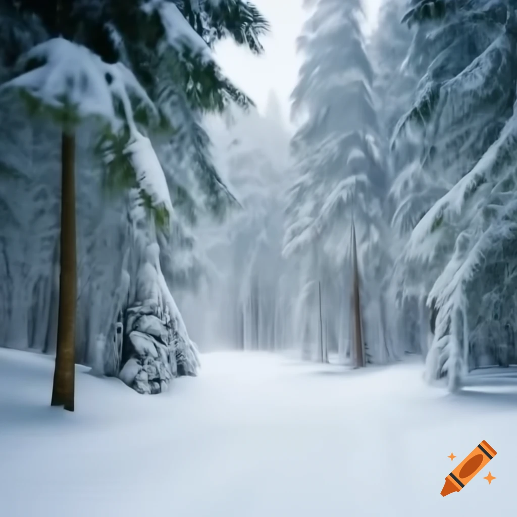 Snowy forest landscape on Craiyon