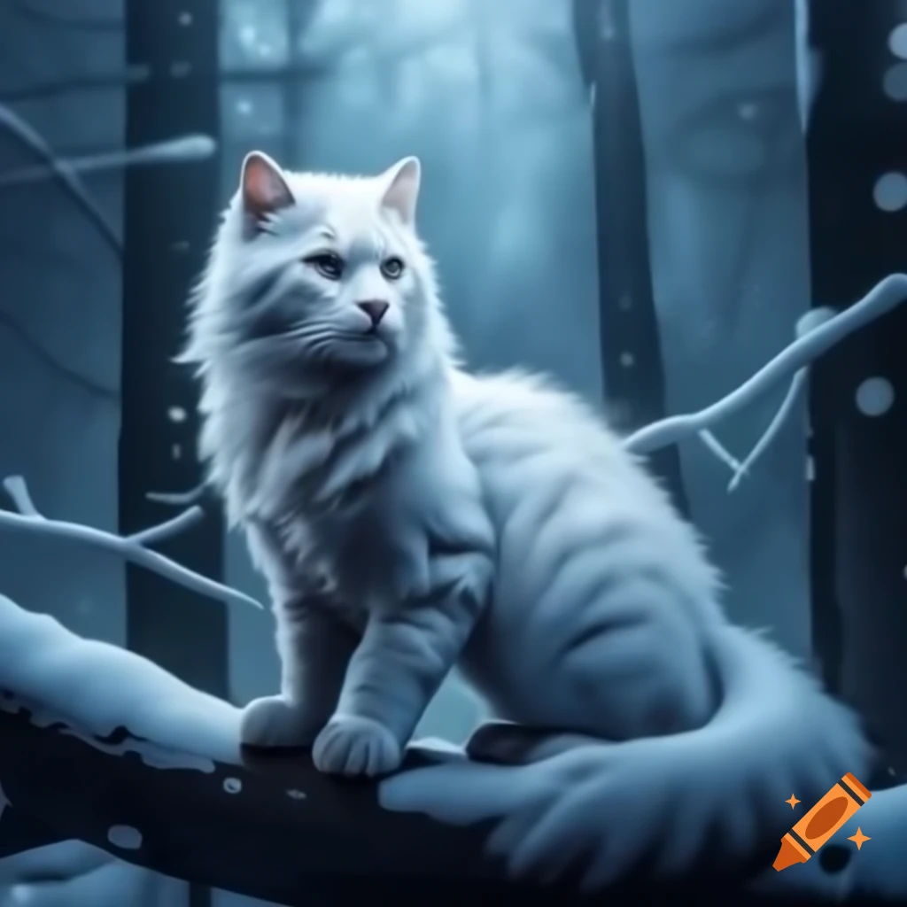 Silvery-white male feline with gray patterns resembling snow trails on ...