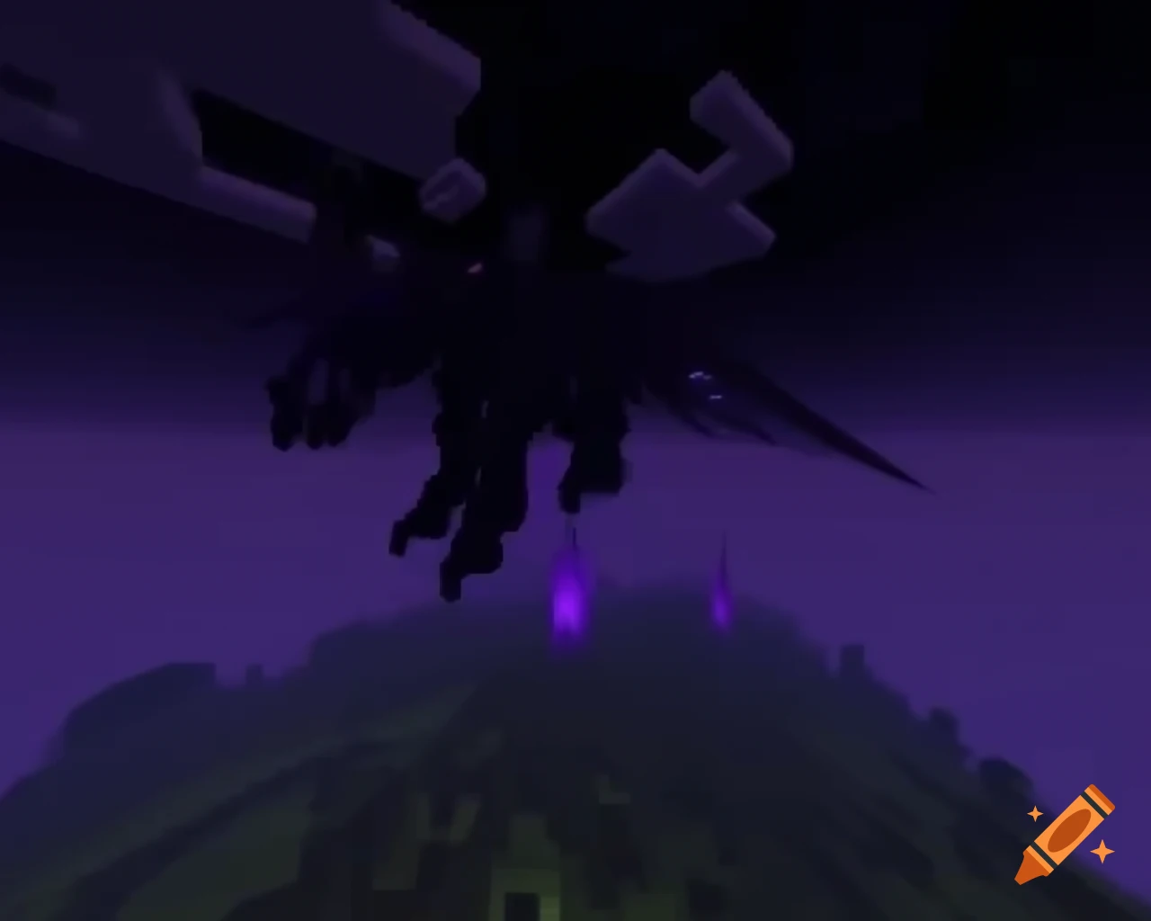Minecraft End Dimension landscape with glowing Ender Dragon and cosmic ...