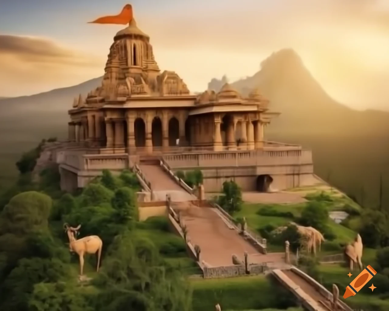 Panoramic view of Vindhyachal mountain range with Vindhyavasini temple ...