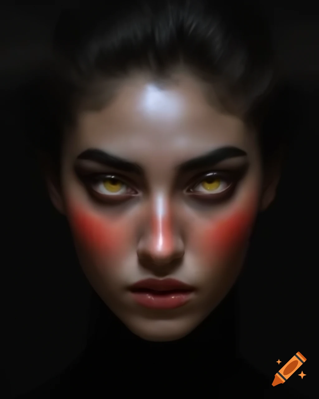 Captivating portrait of a woman with expressive eyes and dark styled ...