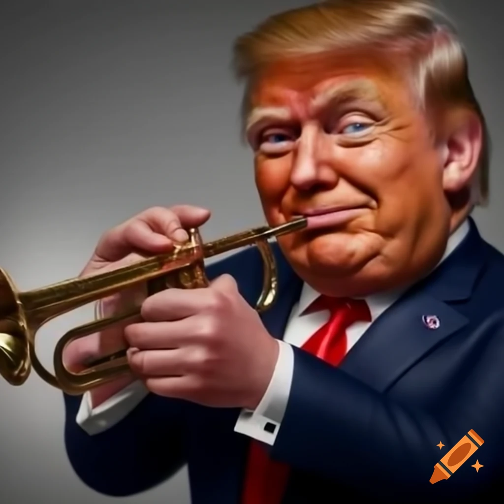Meme of President Trump as a trumpet player on Craiyon