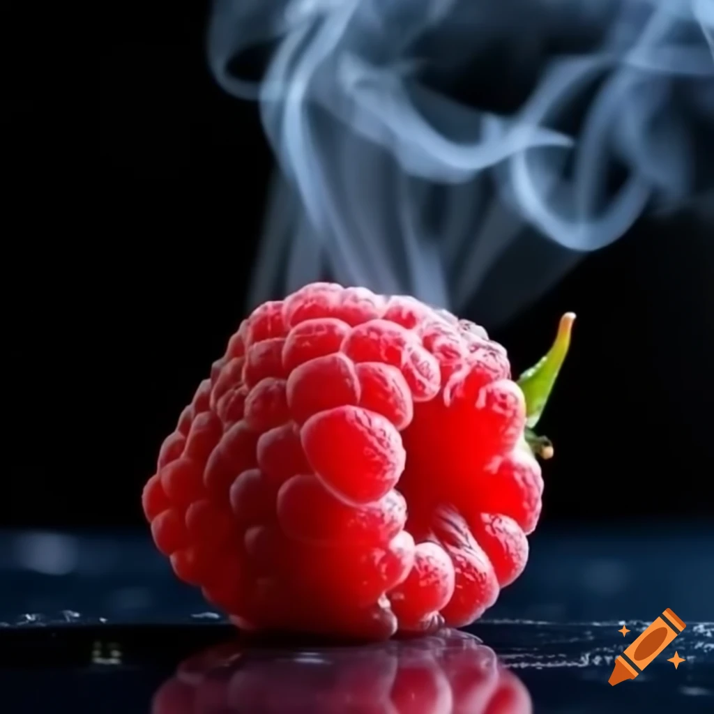 Raspberry with a smoke effect representing perfume ingredient on Craiyon