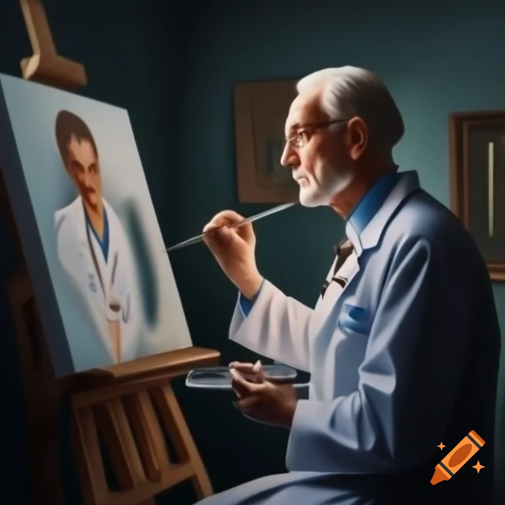 Doctor engaged in painting activity on Craiyon