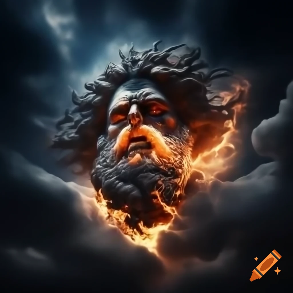 Zeus name crackling in dark sky with plasma and fire effects on Craiyon