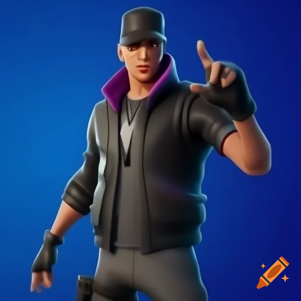 Eminem character skin in Fortnite ready for competition on Craiyon
