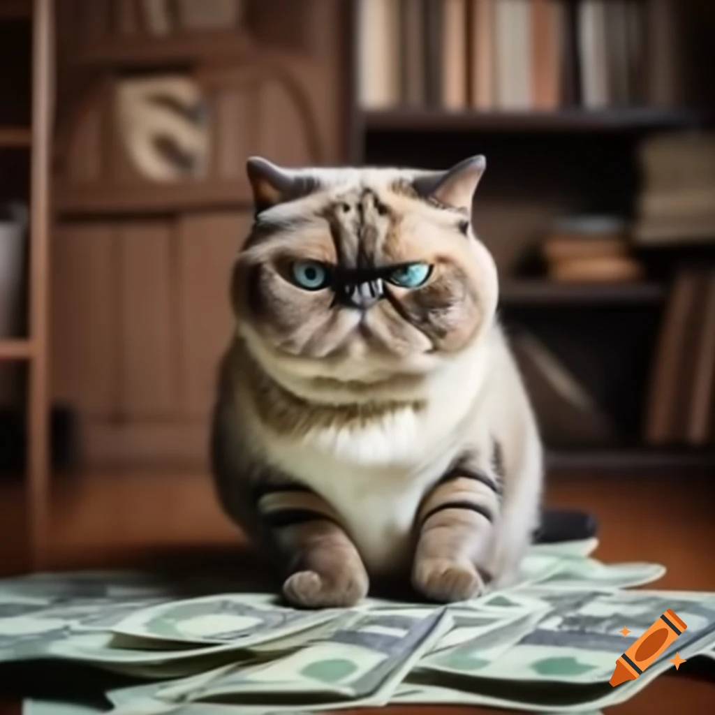 Cat saving money meme illustrating financial transactions on Craiyon