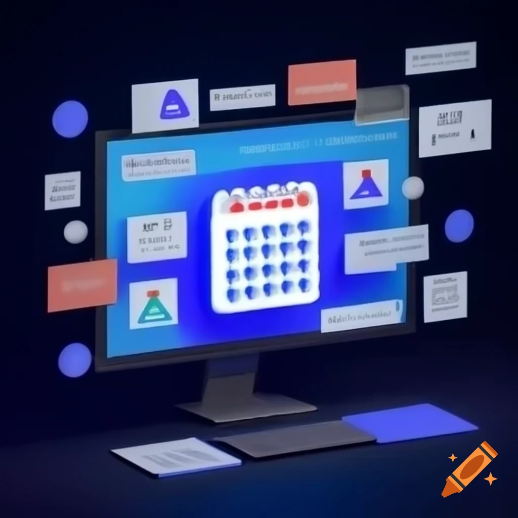 Digital calendar on computer screen displaying event website with ...