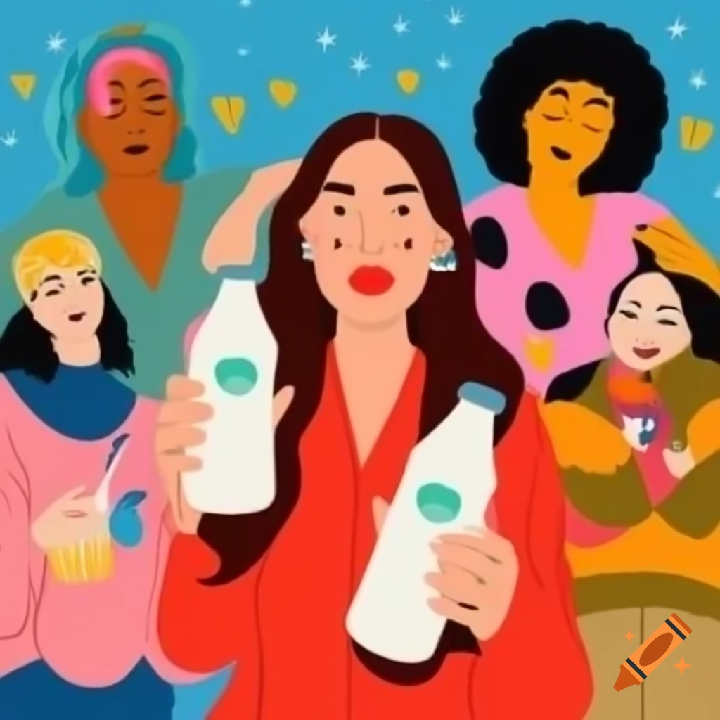 Person encouraged by partner to drink more milk for health on Craiyon