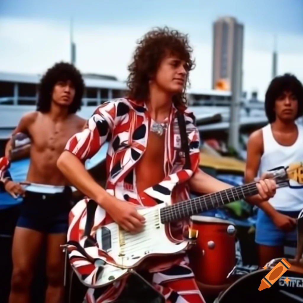 Van halen performing "panama" at the panama canal on Craiyon