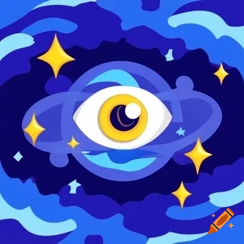 Celestial being with many eyes floating in a vortex of time and energy ...