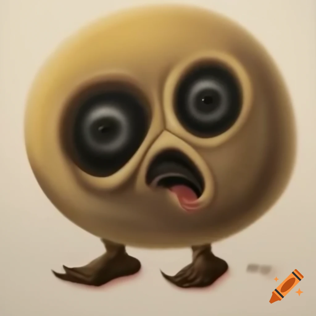 Realistic circular creature with blacked out eyes and creepy mouth ...