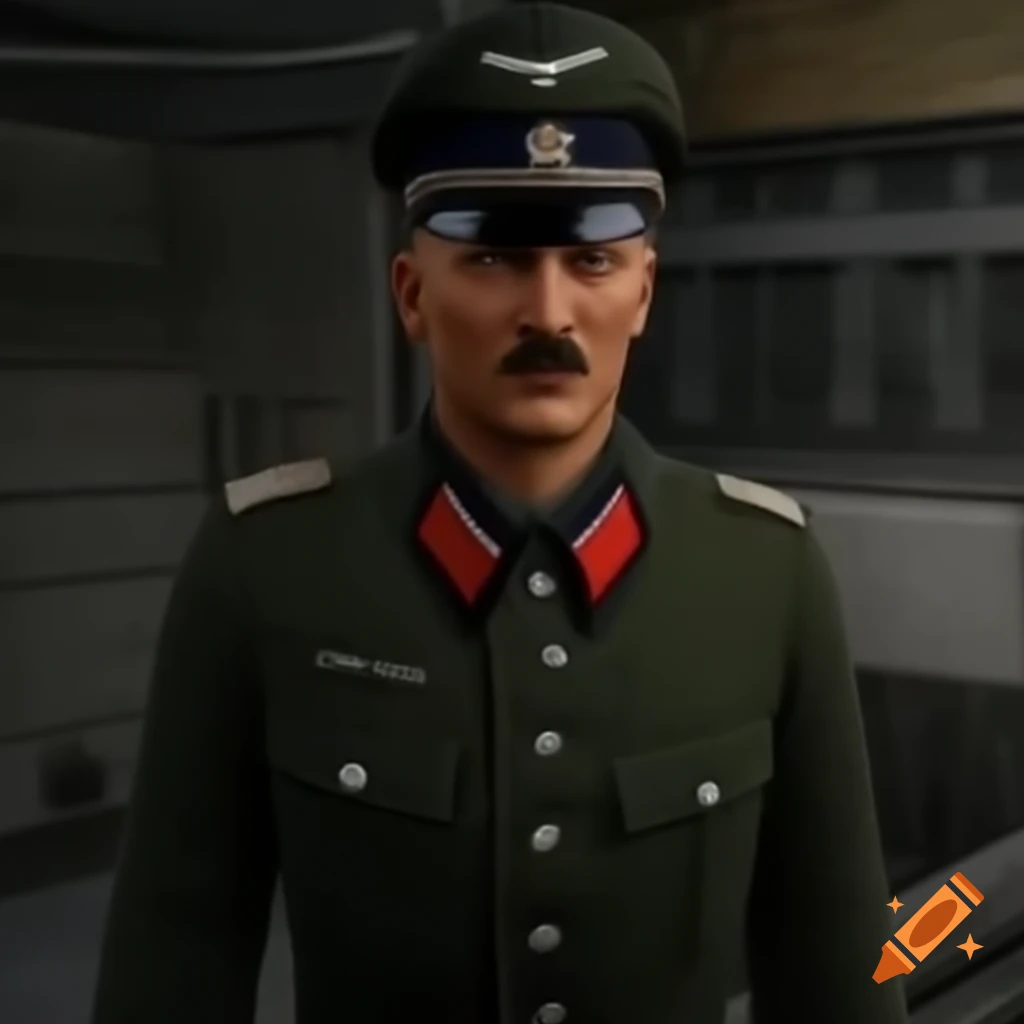 Adolf Hitler character in Call of Duty WWII video game on Craiyon