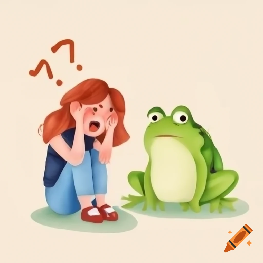 Angry woman yelling at scared crying frog on Craiyon