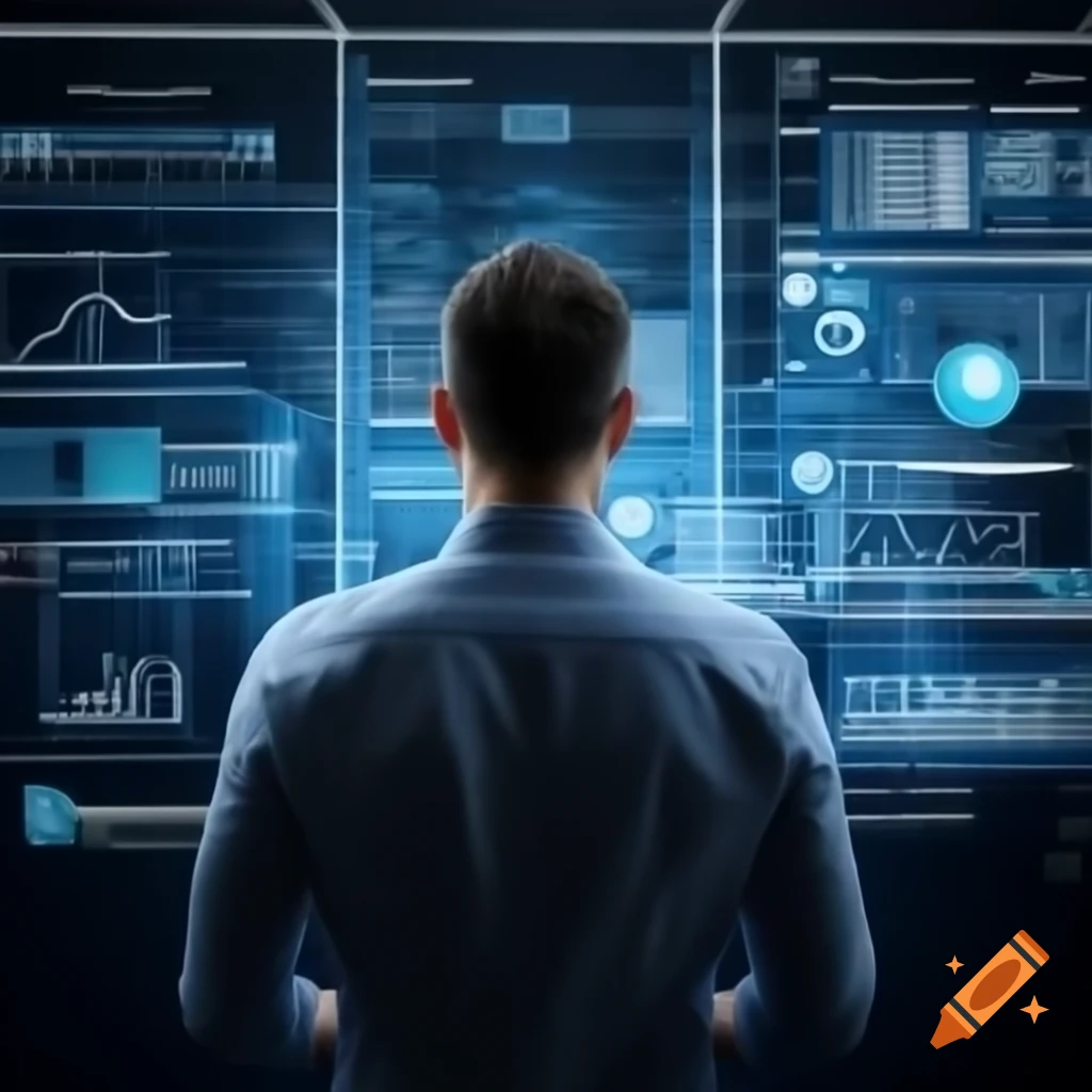 Man analyzing data and developing a solution on Craiyon