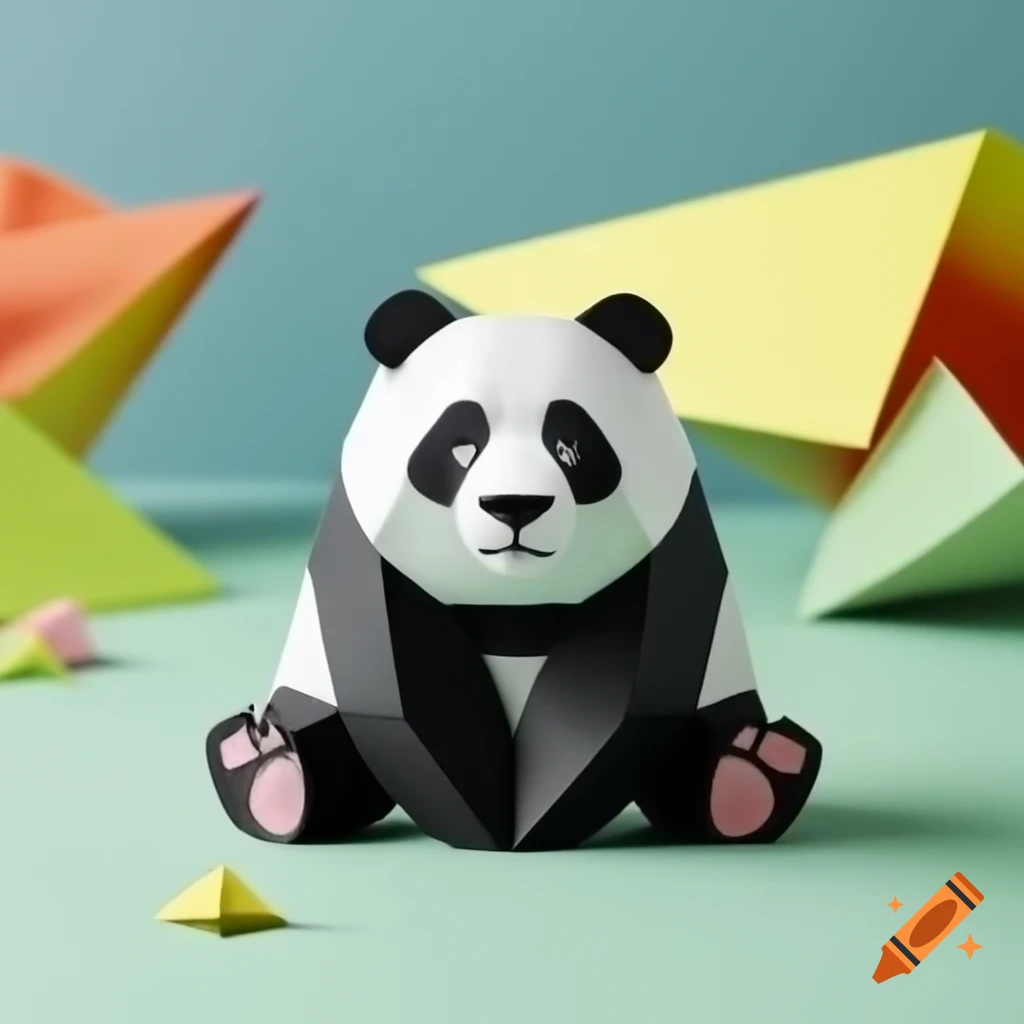 Origami panda art representation on Craiyon