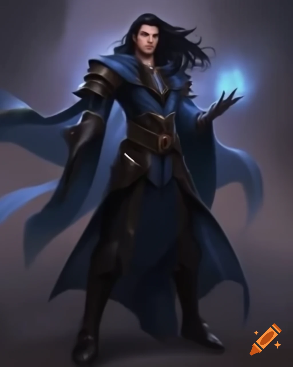 Radiant male Aasimar cleric with black hair and glowing celestial aura ...