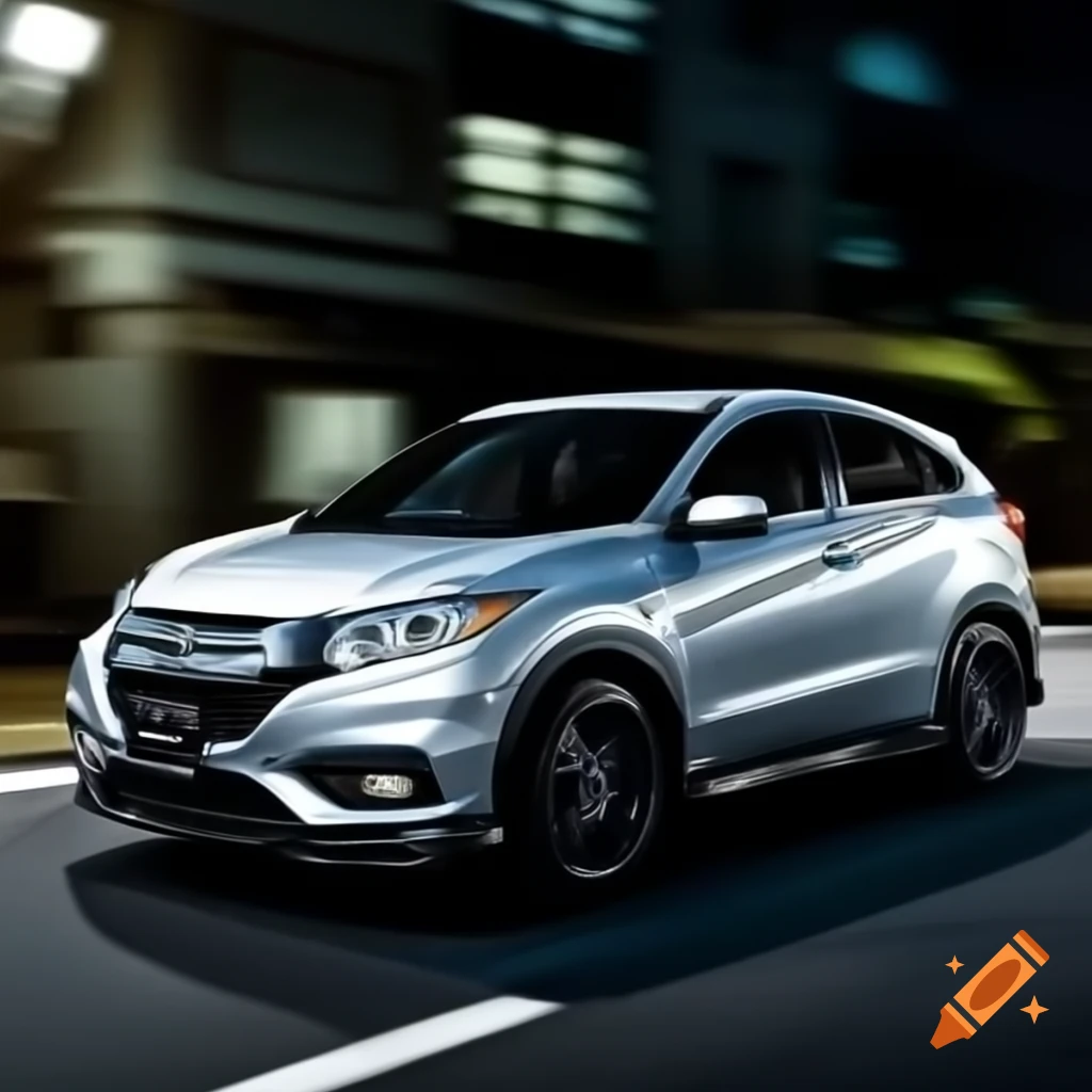 Kaiser Silver Honda HR-V 2015 with White Regamaster Evo Rims driving on ...