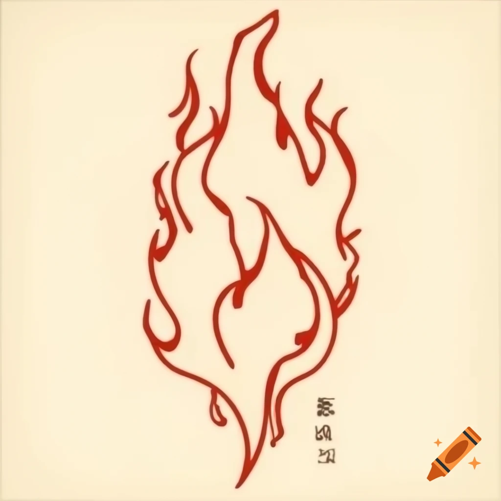 Stylized flame outline design in Japanese woodblock print style on Craiyon